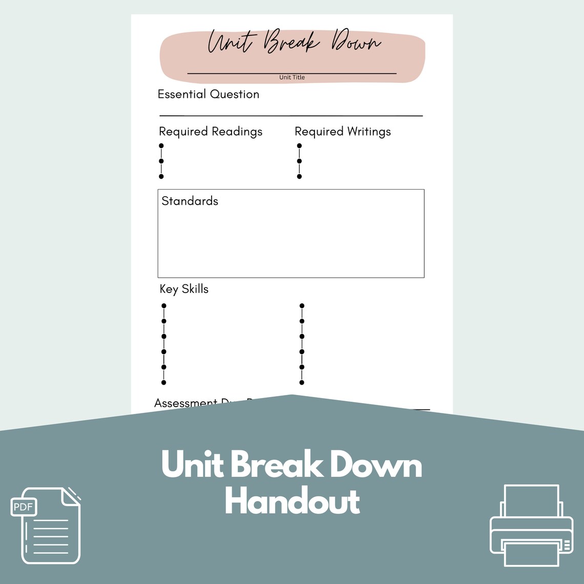 Teacher Unit Breakdown Backward Planning Essential Question and Major ...