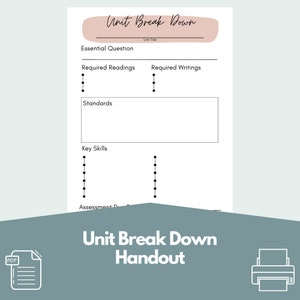 Teacher Unit Breakdown - Backward Planning - Essential Question and Major Assignment Planning ...
