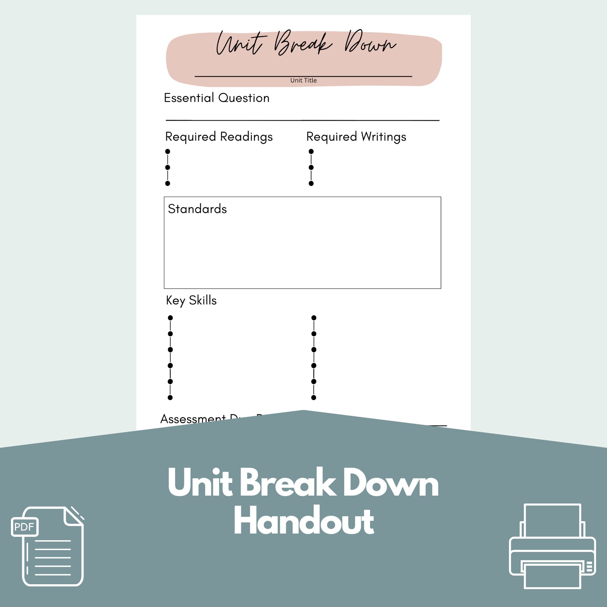 Teacher Unit Breakdown - Backward Planning - Essential Question and ...