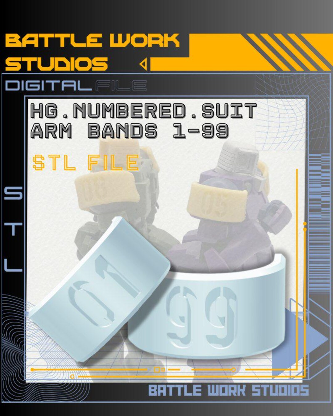 Hg.numbered Suit Arm Bands STL Digital File 144 Scale -gundam Leo - Etsy