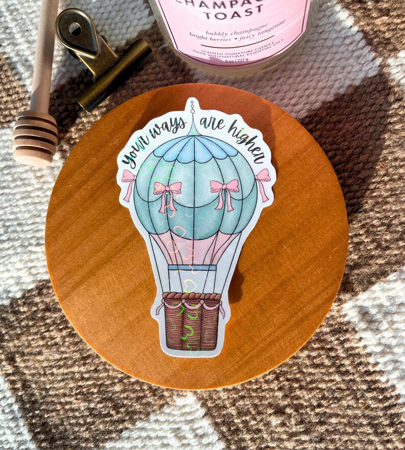 Coquette Hot Air Balloon Sticker, Pastel Christian Cottagecore Sticker ...