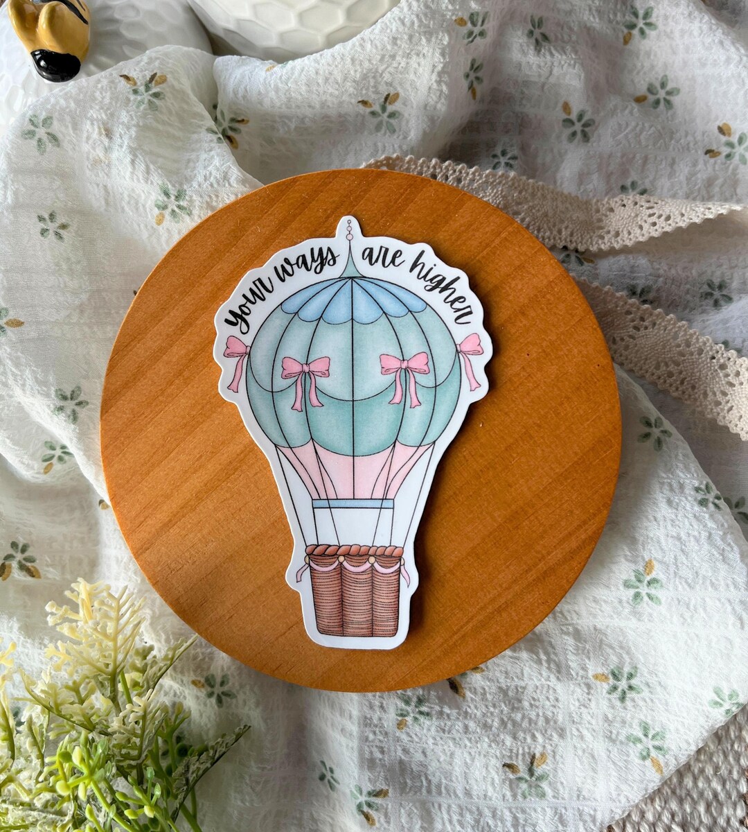 Coquette Hot Air Balloon Sticker, Pastel Christian Cottagecore Sticker ...