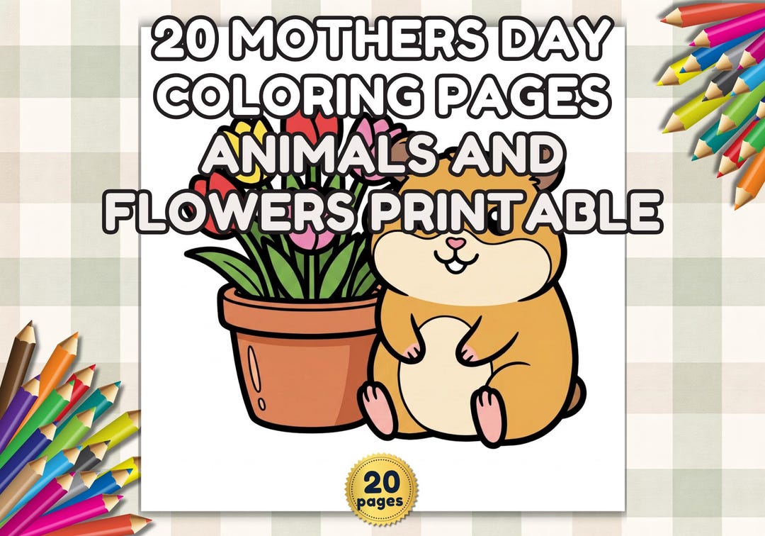 20 Mothers Day Coloring Pages Animals and Flowers Printable PDF Kids - Etsy
