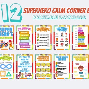 Calm Corner Superhero Edition 12 Printable Decor Wall Art Emotional ...