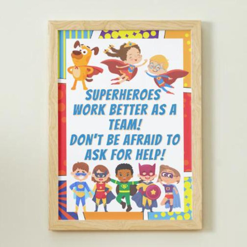 Calm Corner Superhero Edition 12 Printable Decor Wall Art Emotional ...