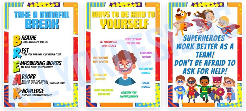 Calm Corner Superhero Edition 12 Printable Decor Wall Art Emotional ...