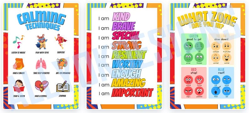 Calm Corner Superhero Edition 12 Printable Decor Wall Art Emotional ...