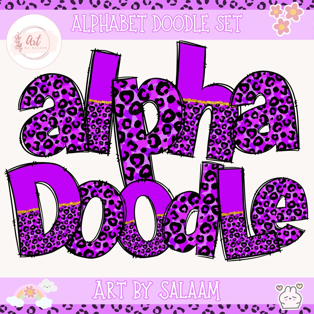Leopard Skin Alphabet Letters PNG Numbers Bundle, Purple Font Letters ...