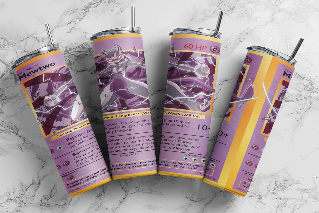 Pokemon Tumbler Wrap - Mewtwo 20 Oz Skinny Tumbler Sublimation Wrap ...