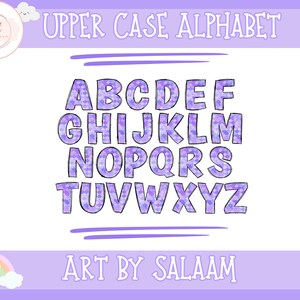 Mermaid Doodle Alphabet Letters PNG Numbers Bundle, Purple Mermaid Font ...