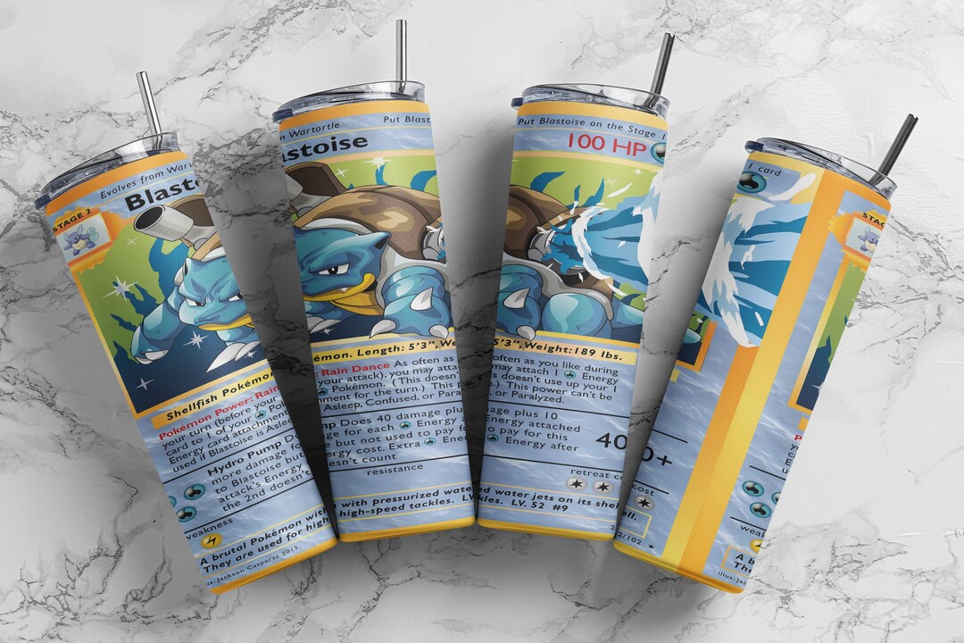 Pokemon Tumbler Wrap Blastoise 20 Oz Skinny Tumbler Sublimation Wrap ...