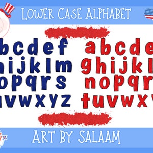 4TH July USA Flag Doodle Alphabet Letters PNG Bundle, Red White Blue ...