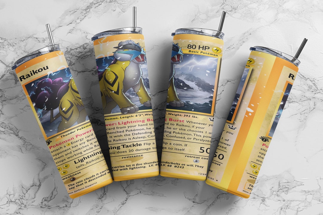 Pokemon Tumbler Wrap Raikou 20 Oz Skinny Tumbler Sublimation Wrap ...