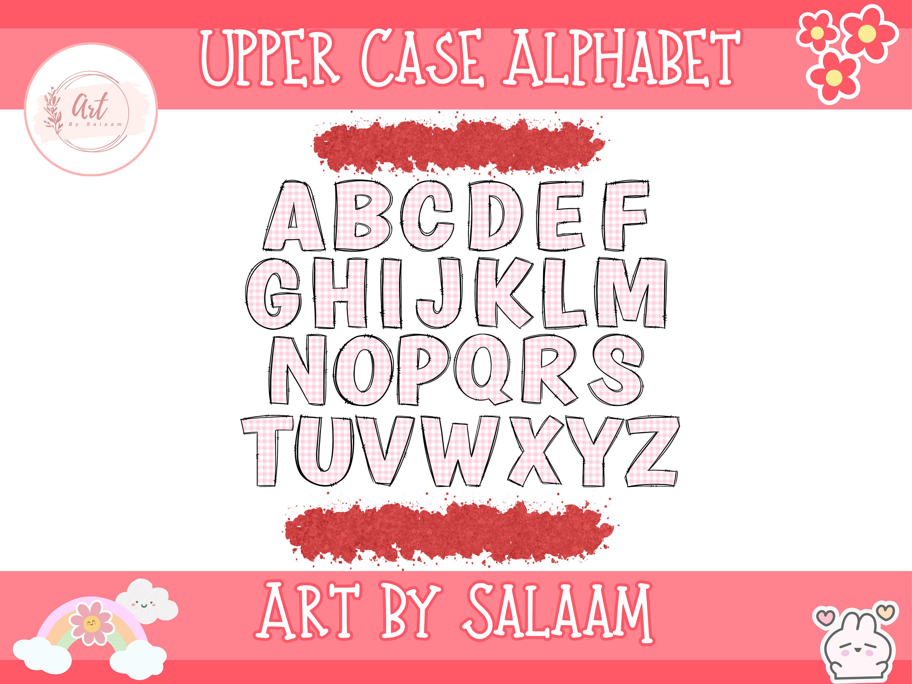 Strawberry Patch Doodle Alphabet Letters PNG Numbers Bundle, Strawberry ...