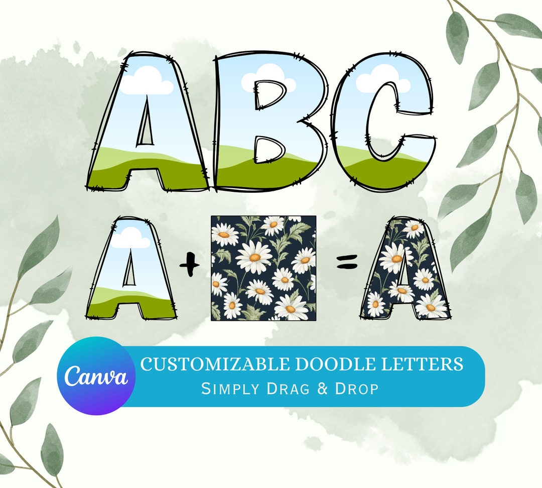 Customizable Doodle Letters, Uppercase Alphabets, Simple Drag and Drop ...