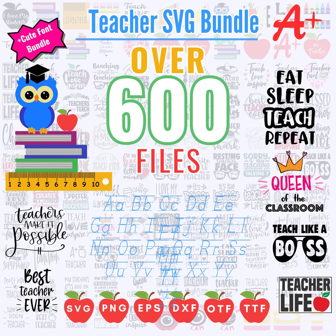 Teacher SVG Bundle, Teacher Quote Svg, Teacher Svg, School Svg, Teacher ...