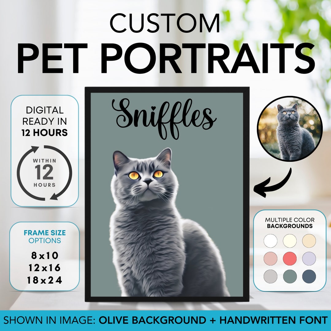 Custom Pet Portraits Using Pet Photo Personalized Digital Dog Portraits ...