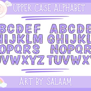 Mermaid Doodle Alphabet Letters PNG Numbers Bundle, Purple Mermaid Font ...