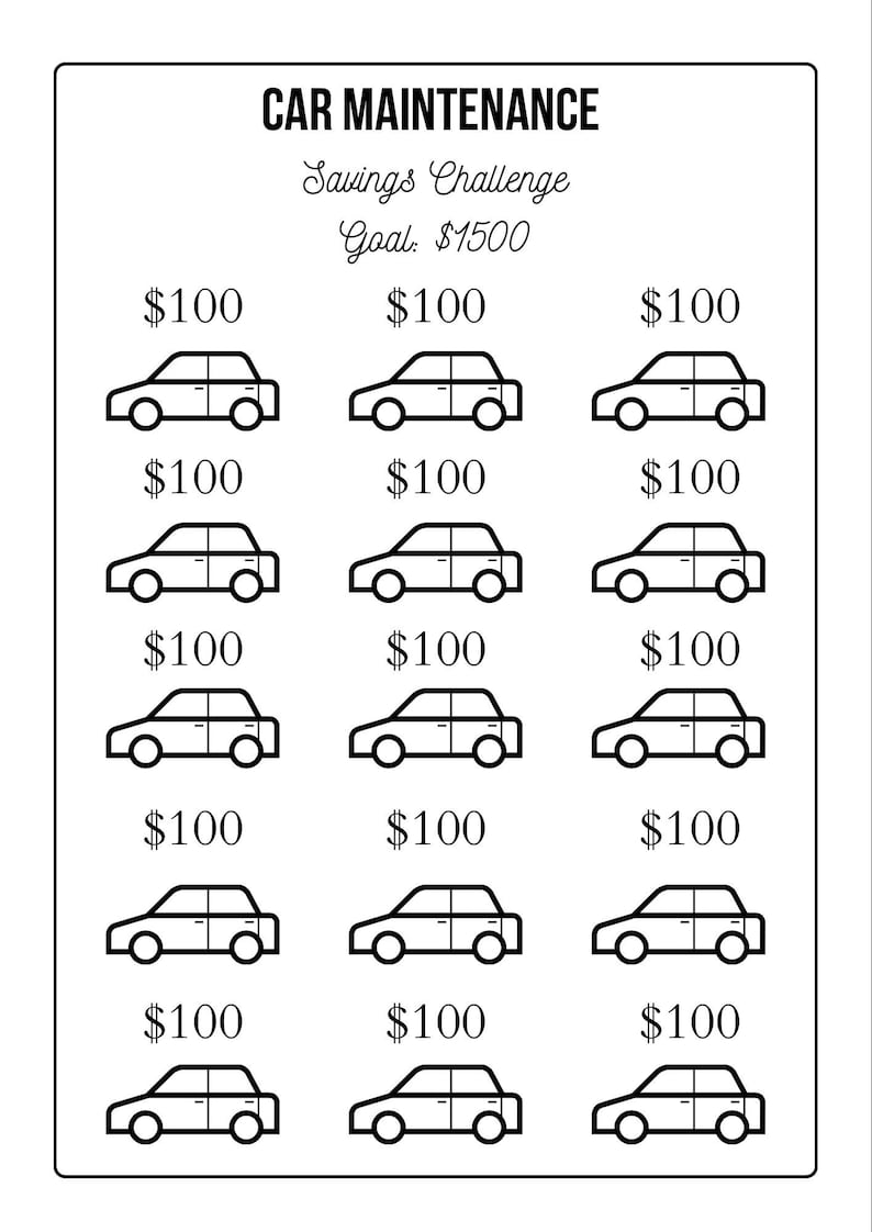 Car Maintenance Savings Challenge - Etsy