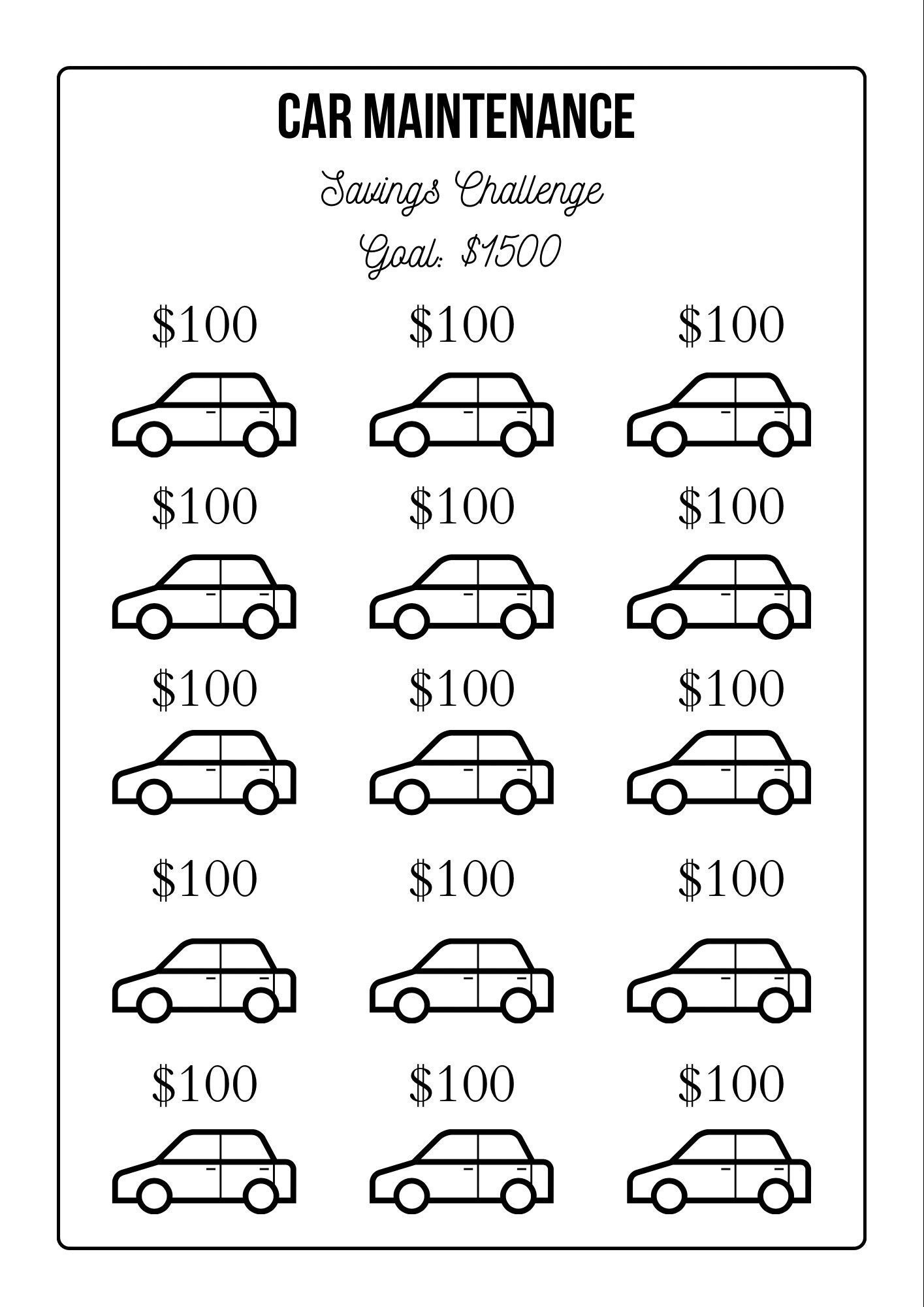 Car Maintenance Savings Challenge - Etsy
