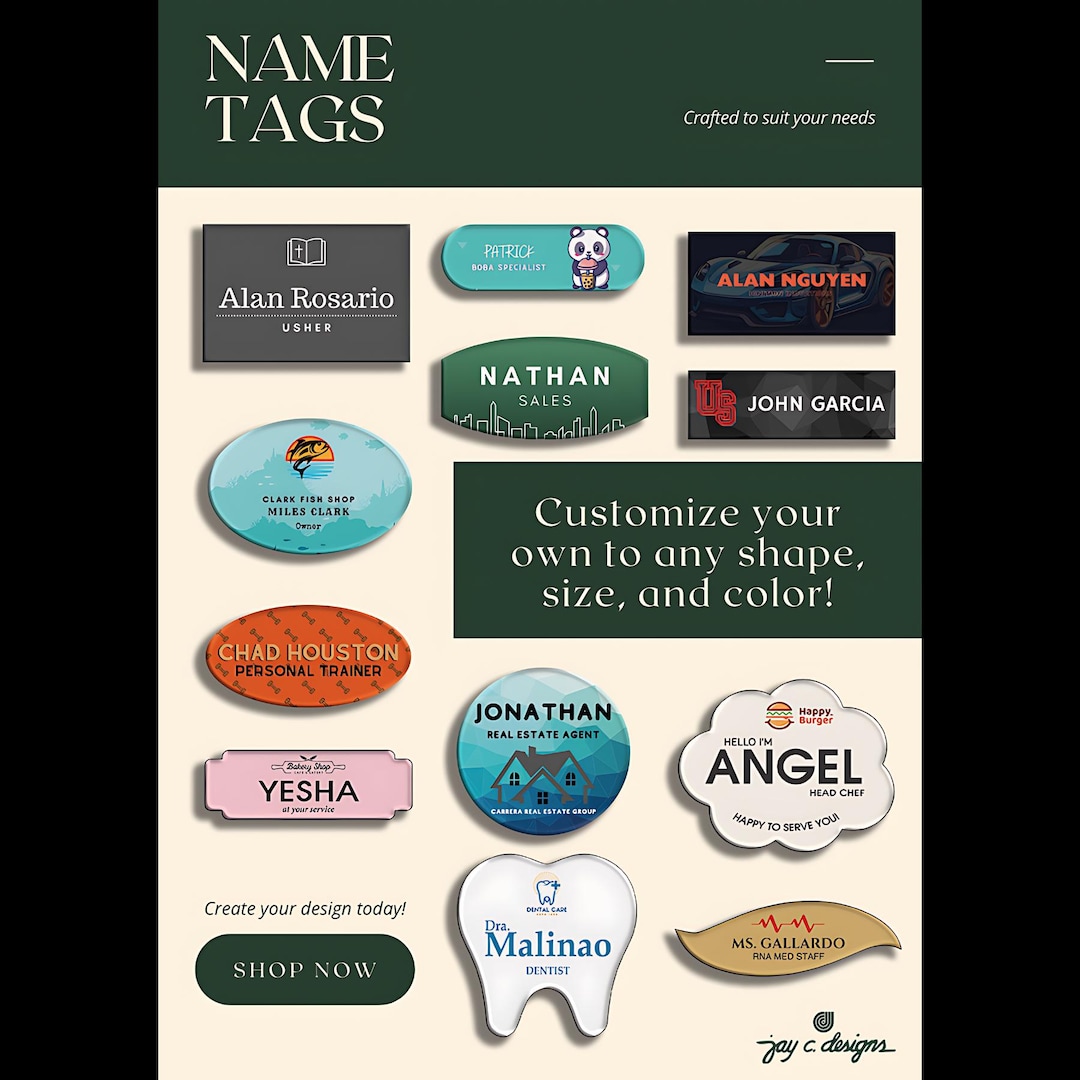 Nametags Custom Shapes Customized Nametag Name Badges With Magnetic Pin ...