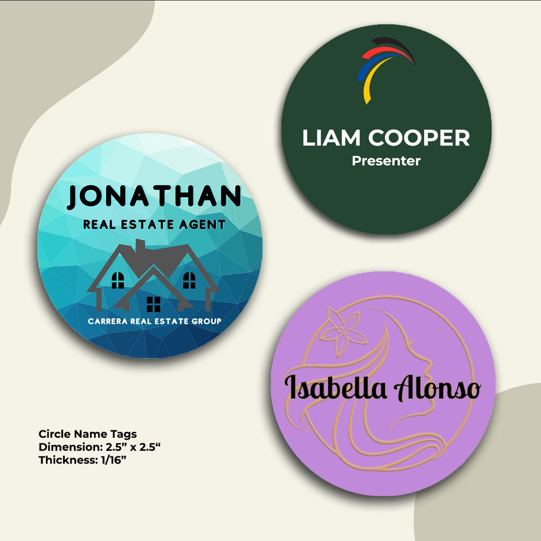 Circle Nametag Customized Name Badge Full Color Nametags With Magnetic ...
