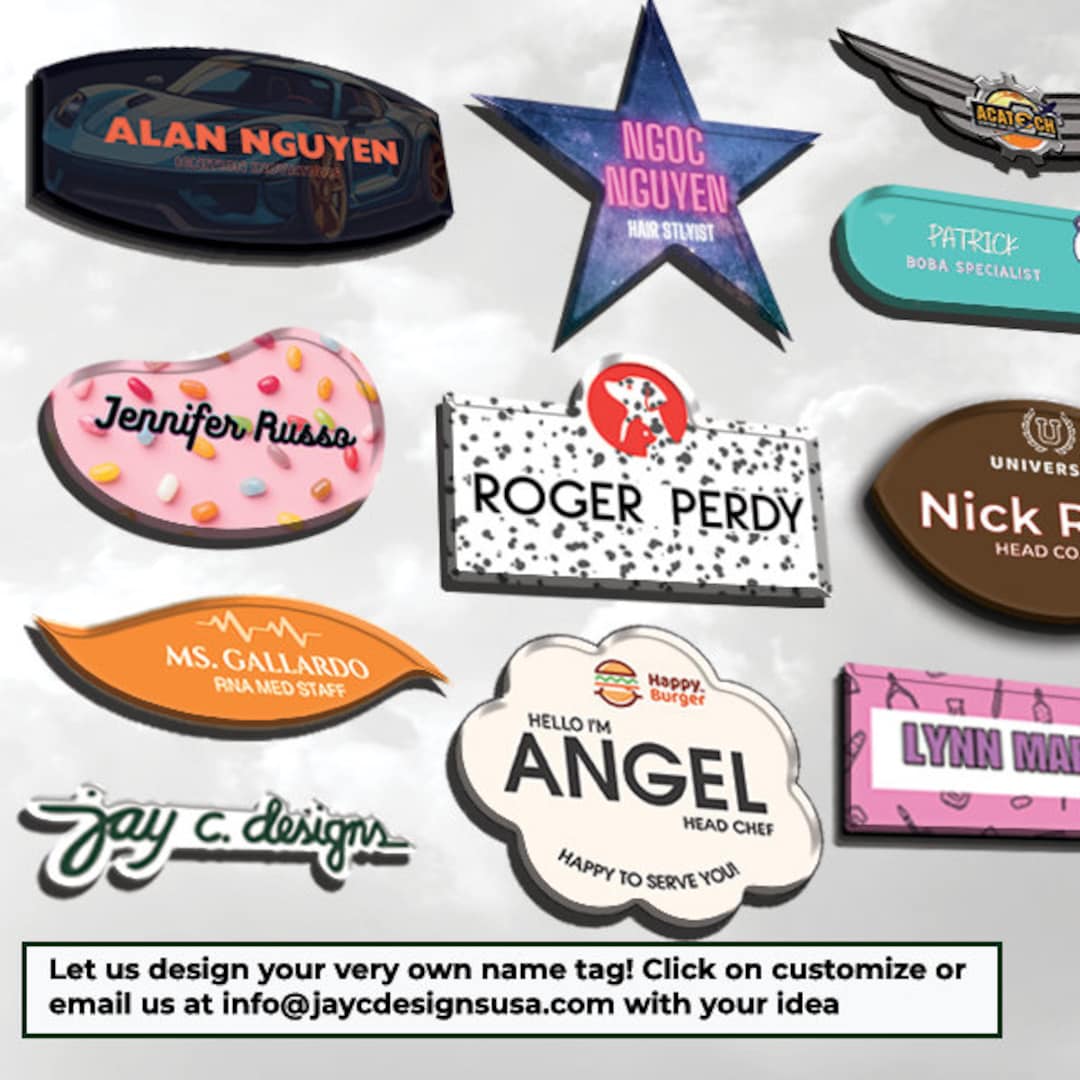 Nametags Custom Shaped Nametag Name Badges With Magnetic Pin ...