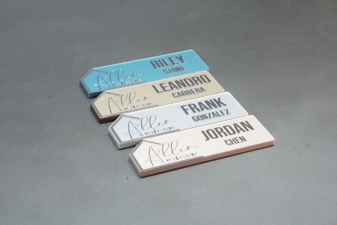 Name Badge Brushed Metallic Acrylic, Metallic Name Tags With Magnetic ...