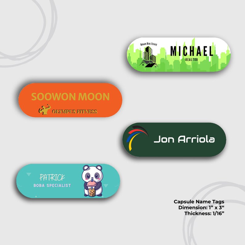 Circle Nametag Customized Name Badge Full Color Nametags With Magnetic ...