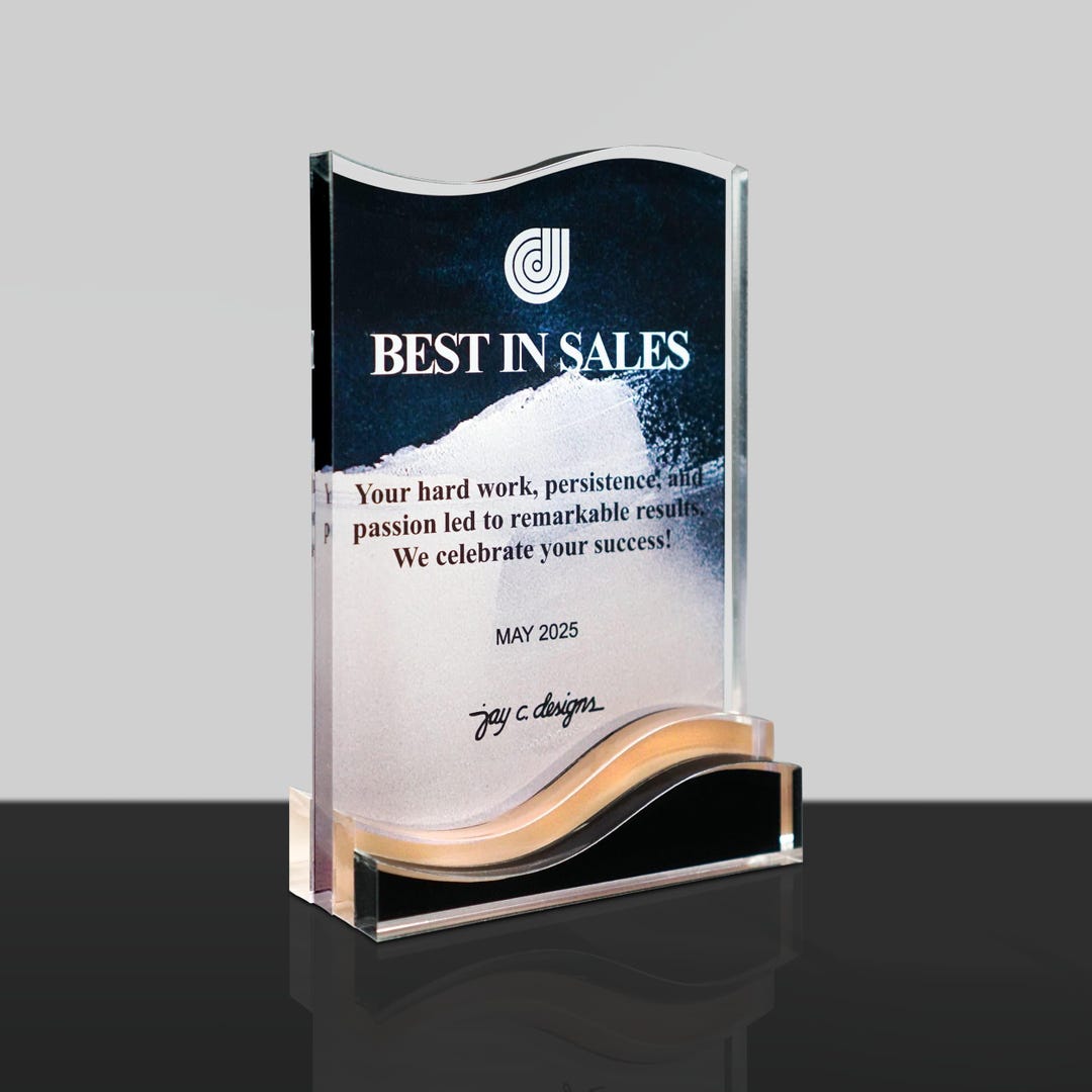 Custom Acrylic Wave Plaque – Personalized Corporate Award, Employee ...
