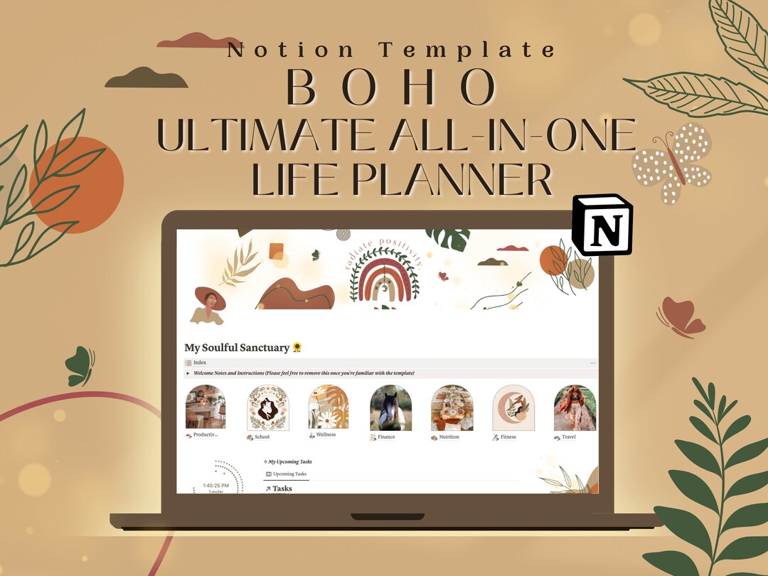 Boho Notion Templates All in One Life Planner Student - Etsy
