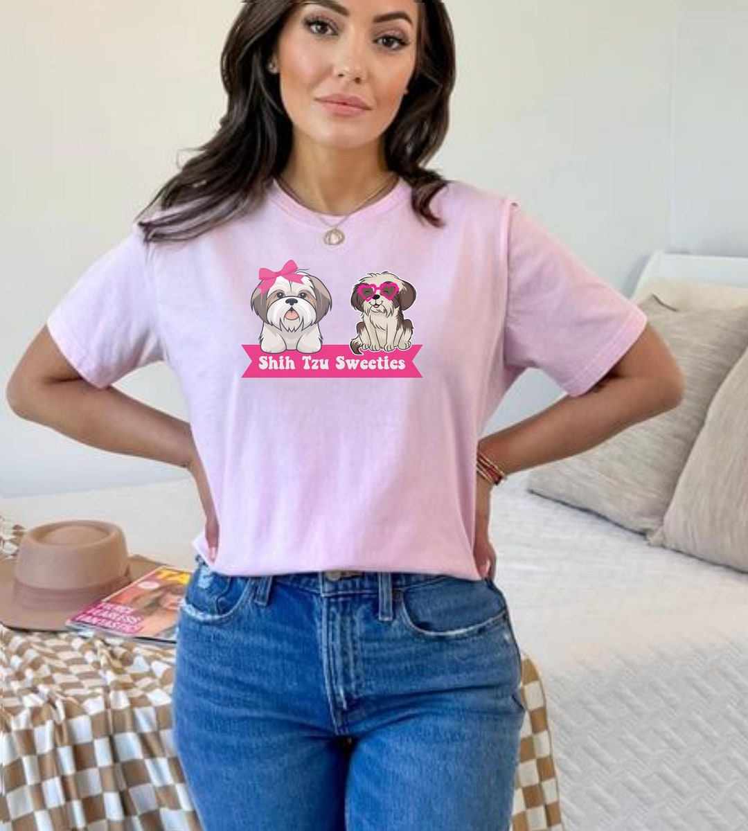 Shih Tzu T-shirt, Trendy Coquette Dog Tshirt Two Shih Tzus Shirt Cute ...