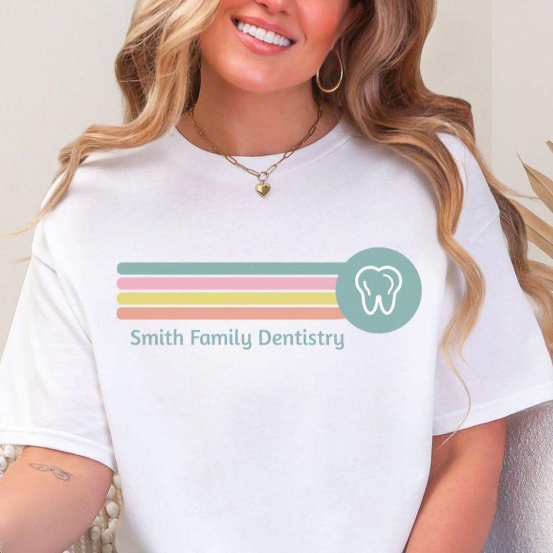 Custom Dental Office Shirt, Personalized Office Name Retro Tooth T ...