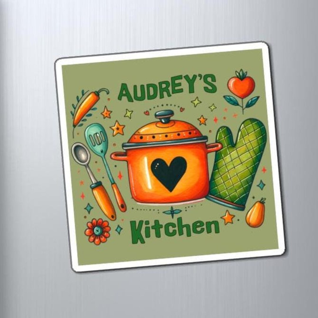 Kitchen Magnet Personalized With Custom Name, Unique Kitchen Graphic ...