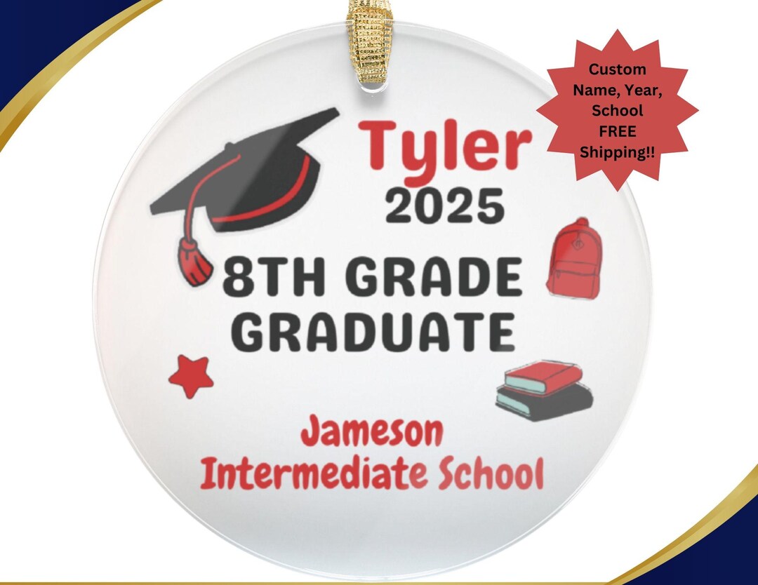 Personalized 8th Grade Graduation Ornament, Eighth Grade Keepsake ...