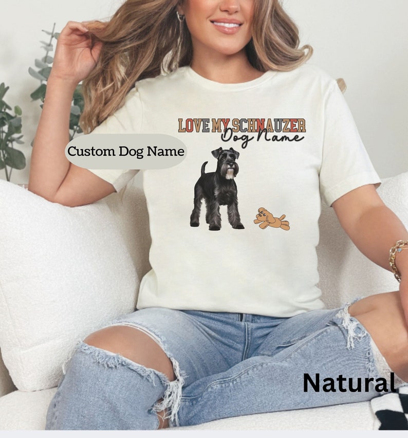 Black Schnauzer T-shirt for Women, Custom Schnauzer Dog Name, Custom ...