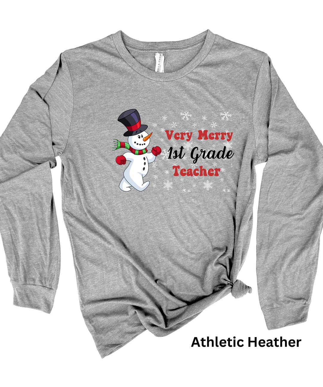 Teacher Christmas LS T-shirt, First Grade Classroom Tshirt, Holiday ...