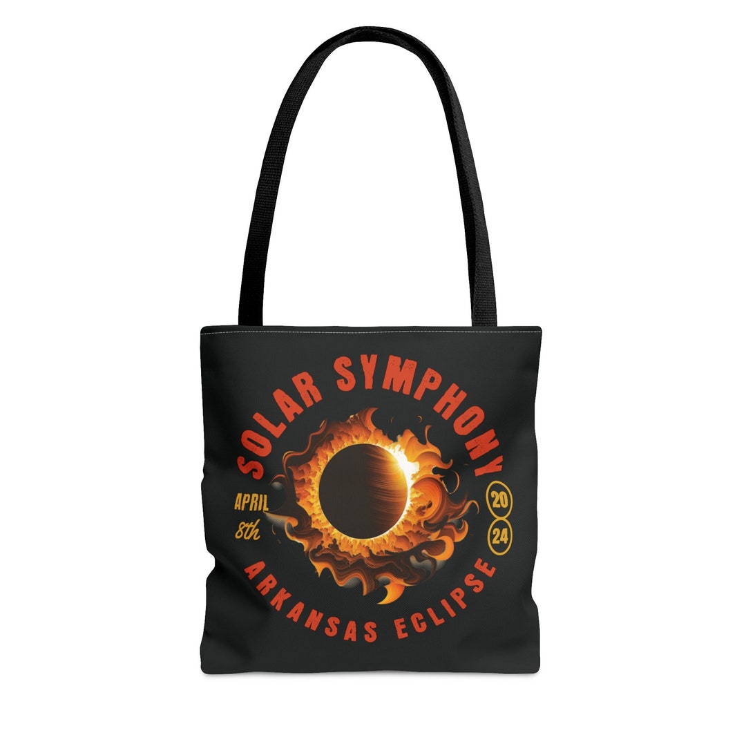 Arkansas Total Solar Eclipse 2024 Canvas Tote Bag, Black Celestial Tote, Festival Tote, Concert ...