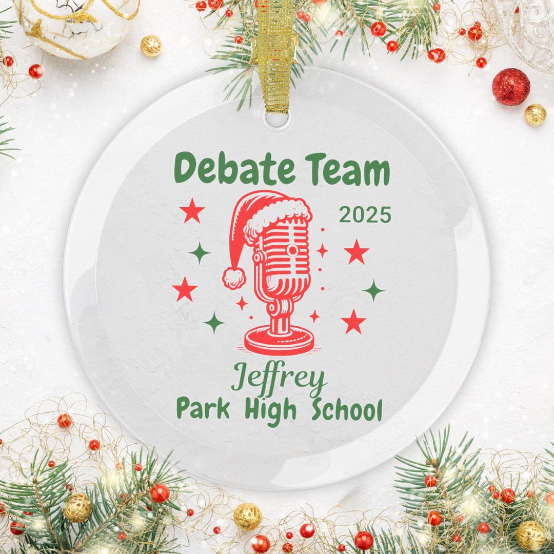 High School Debate Team Glass Christmas Ornament, Custom Name Year ...