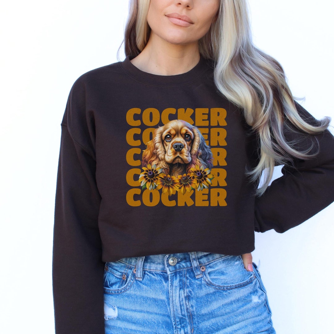 Cocker Spaniel Distressed Sweatshirt, Cocker Spaniel Face Sweater ...