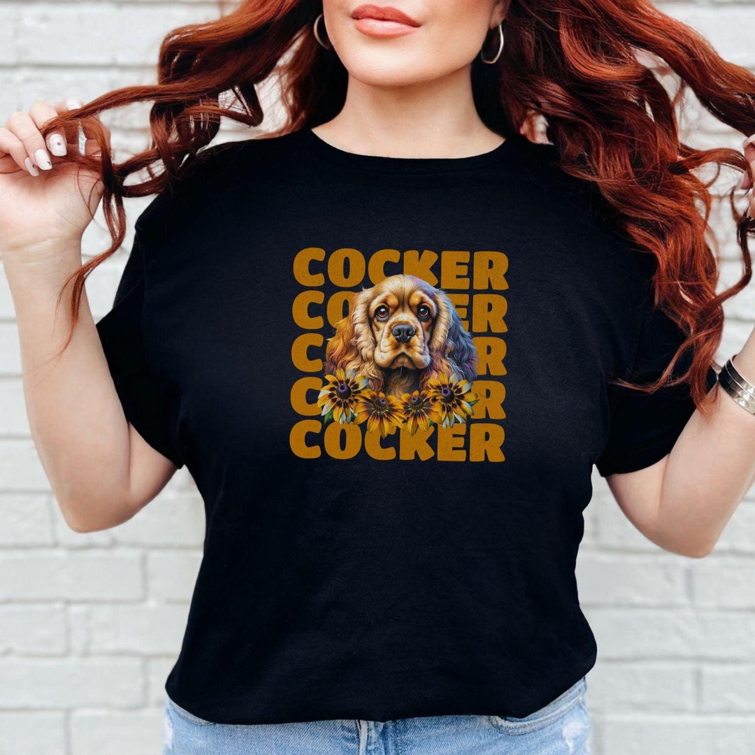 Cocker Spaniel T-shirt, Cocker Face Tshirt, Dog Floral Shirt ...