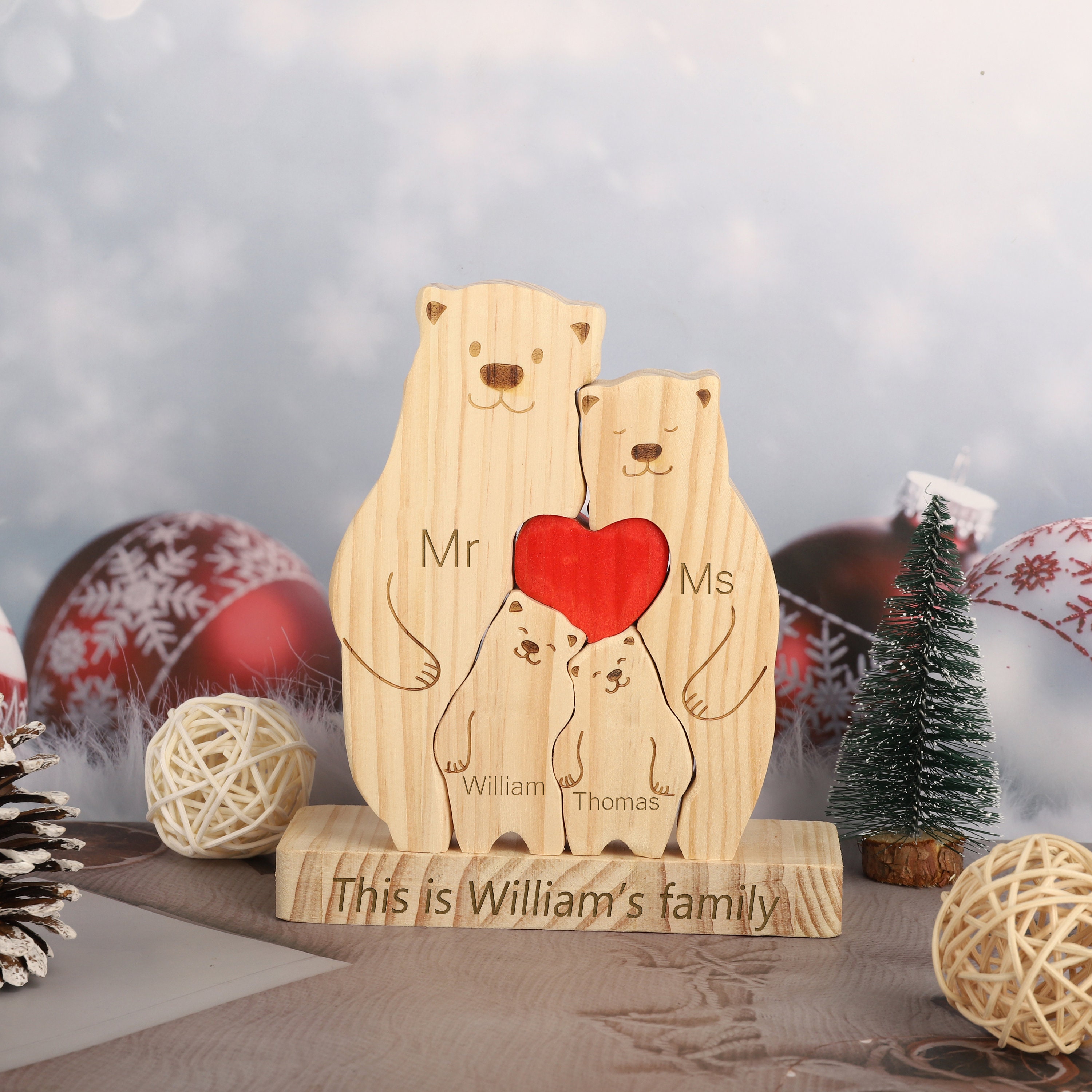 Personalized Wooden Bear Family Puzzle, Wooden Animal Puzzle for Family ... Personalized Wooden Bear Family Puzzle, Wooden Animal Puzzle for Family ...