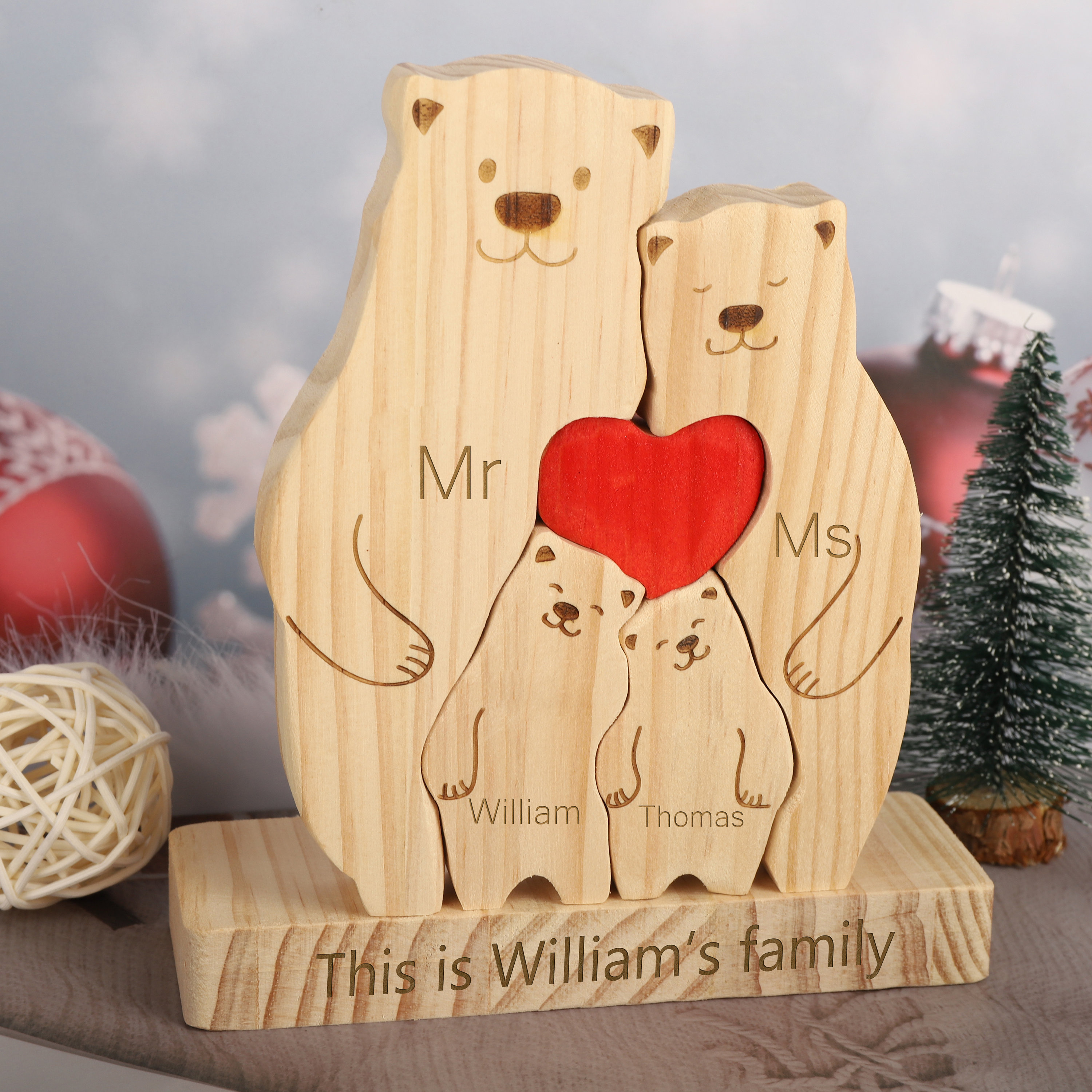 Personalized Wooden Bear Family Puzzle, Wooden Animal Puzzle for Family ... Personalized Wooden Bear Family Puzzle, Wooden Animal Puzzle for Family ...