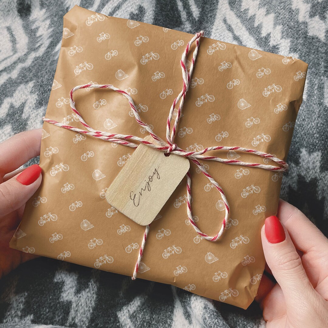 Vintage Cycle Christmas Wrapping Paper Brown Perfect for the - Etsy
