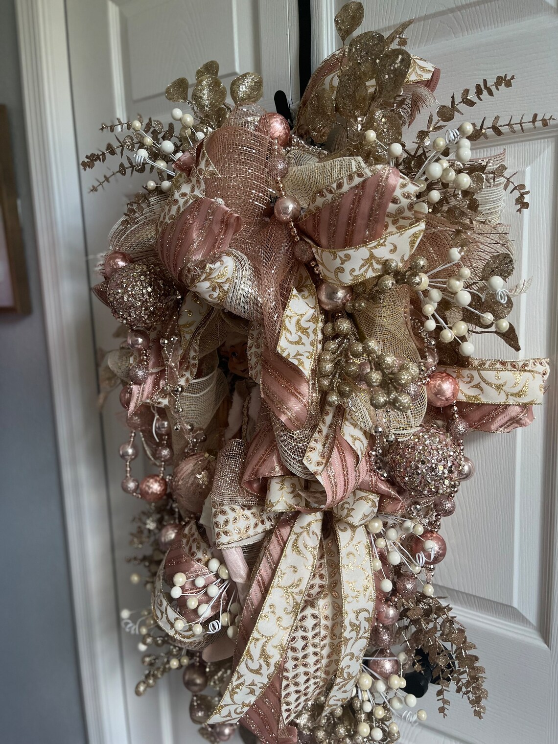 XL Elf Gold and Blush Wreath - Etsy UK