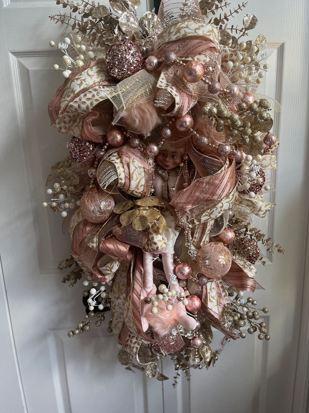 XL Elf Gold and Blush Wreath - Etsy UK