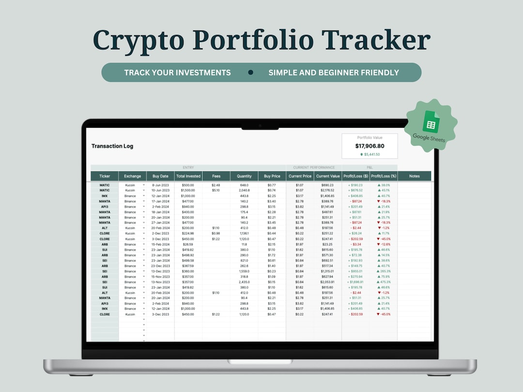 Crypto Tracker Portfolio Investing Trading Spreadsheet Google Sheets ...