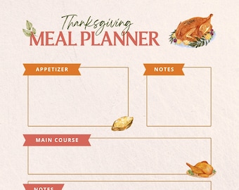 Thanksgiving Meal Planner, Shopping List, Menu Planner, Holiday ...