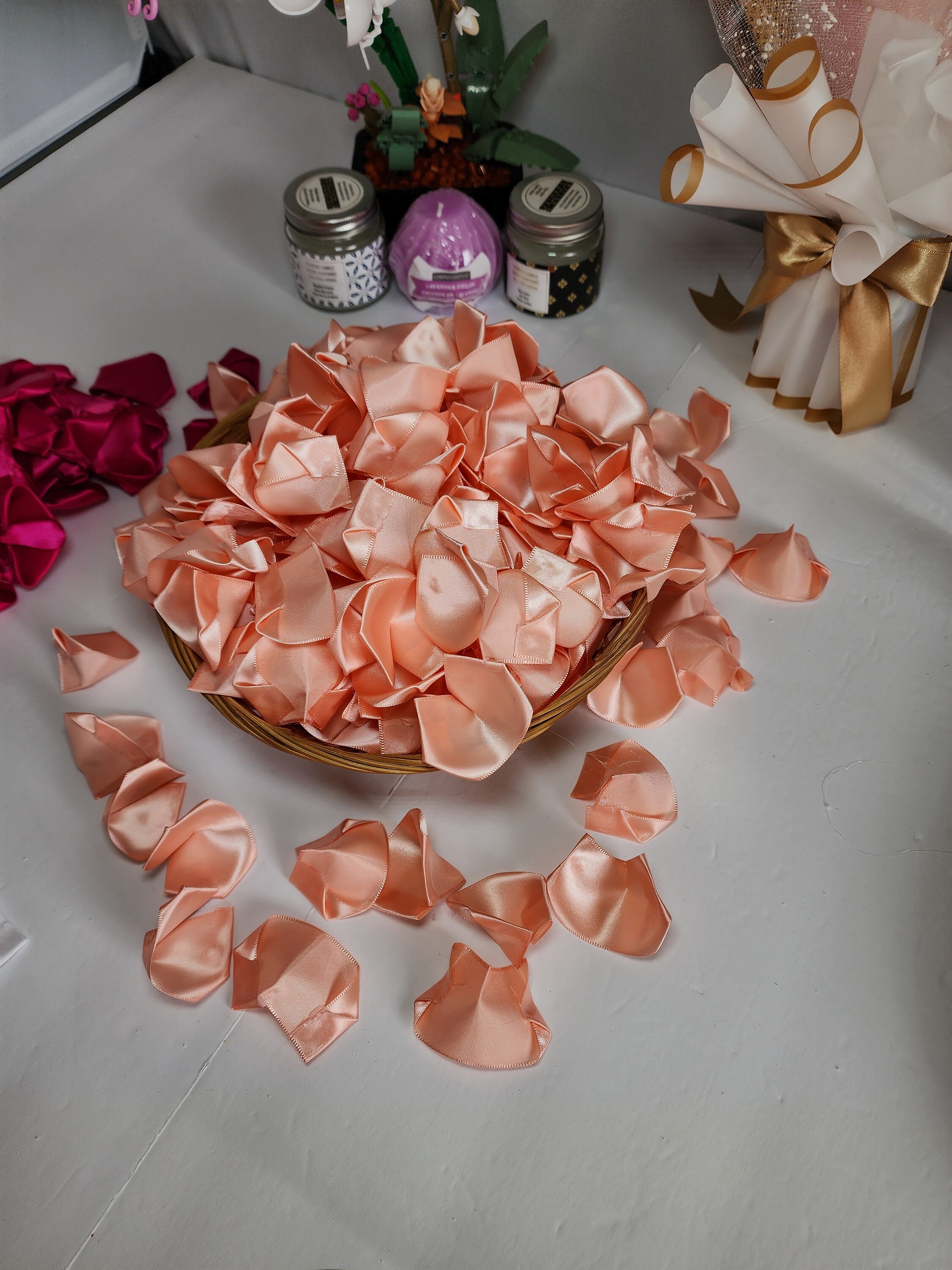 Ribbon Rose Petals, Artificial Flowers Petals, for DIY, Faux Rose ...