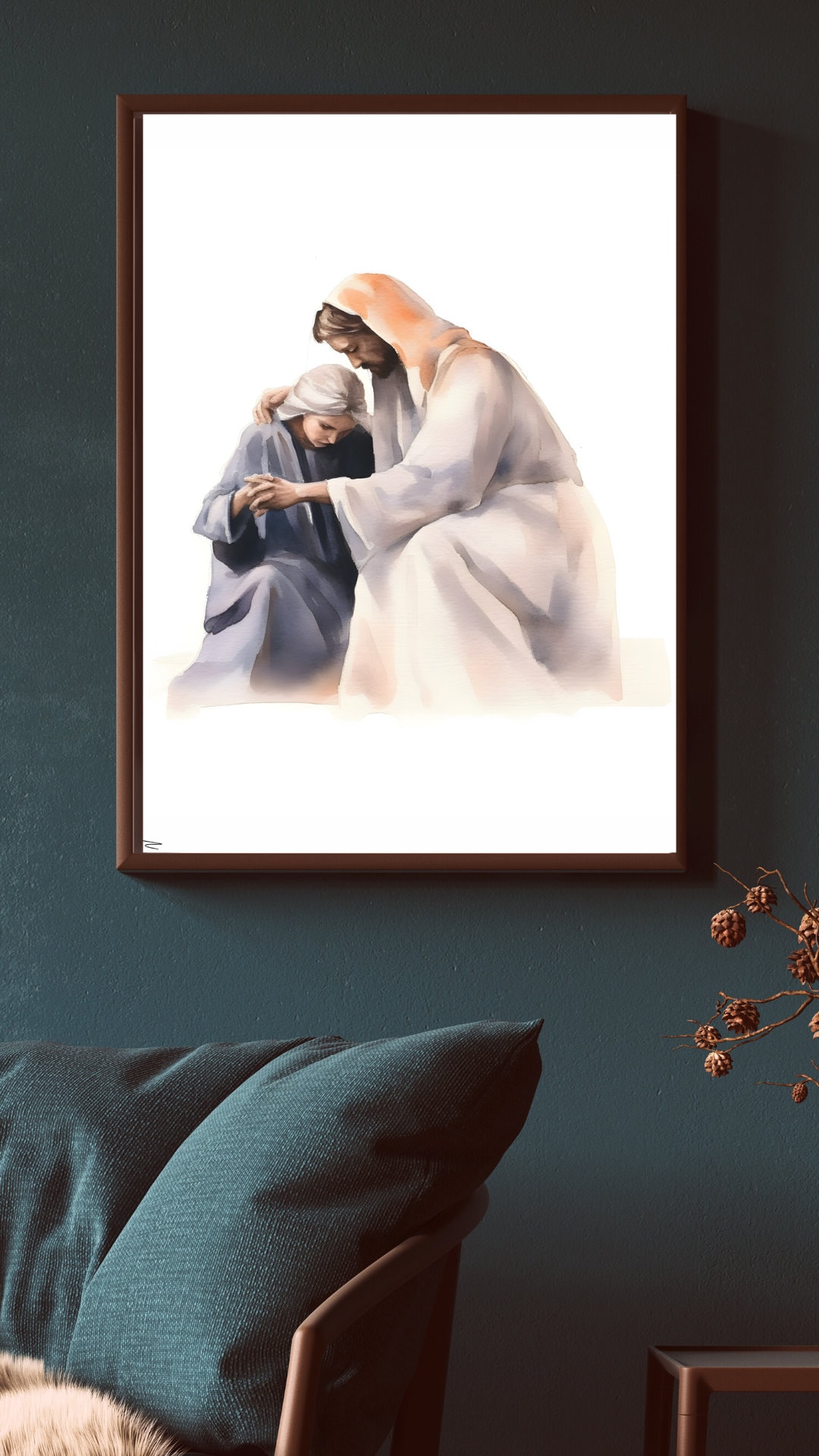 Jesus Comforting a Grieving Mother - Digital Watercolor Artwork ...